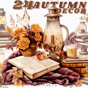 Watercolour Cozy Autumn Clipart Bundle, Fall Clipart, Autumn Decor ...