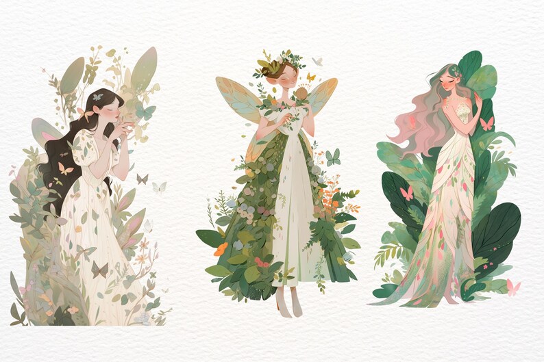 Whimsical Forest Fairies Clipart Bundle, Mythical Fairies Png, Fantasy ...