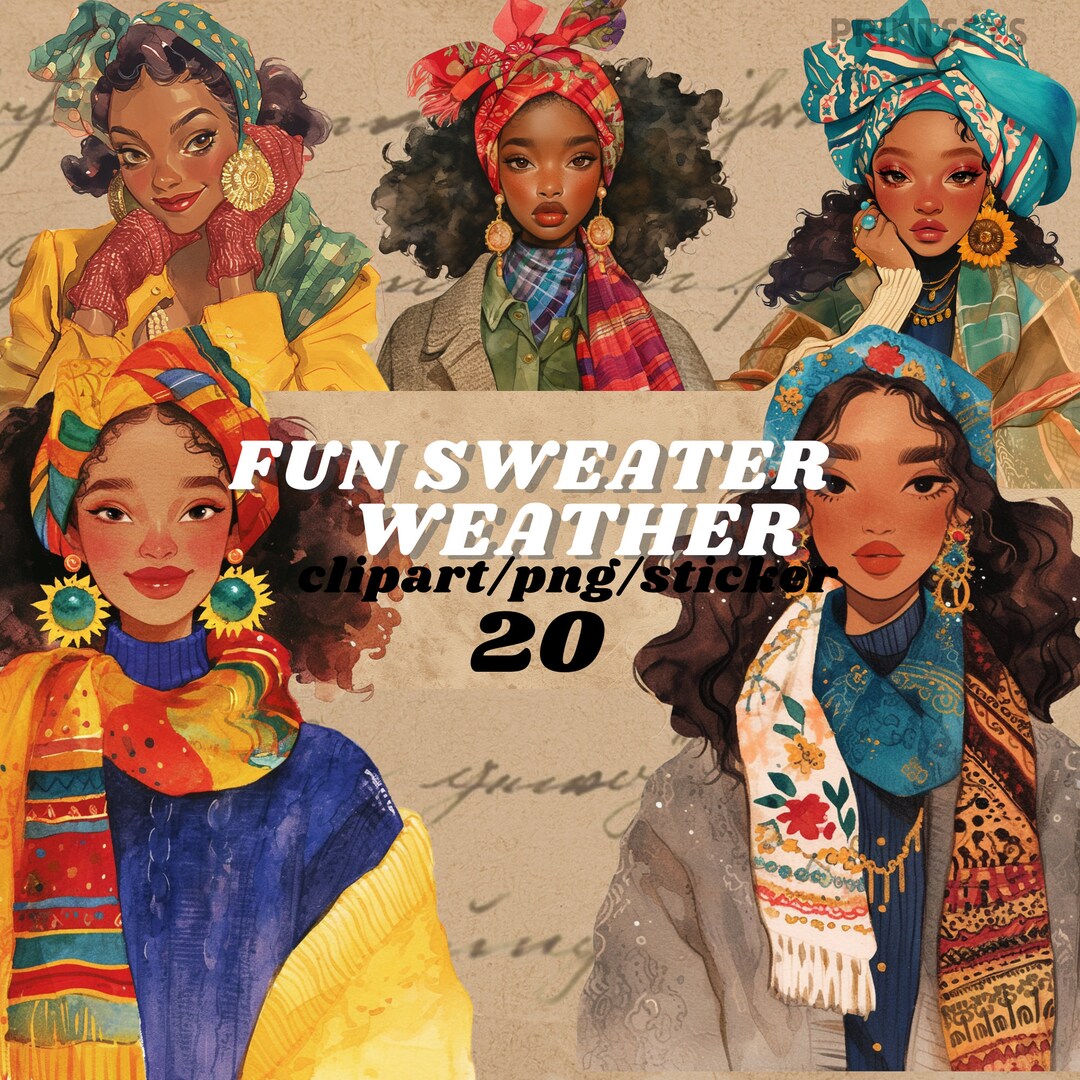 Vintage Cold Weather Girls Clipart Bundle, Sutumn Fashion Digital ...