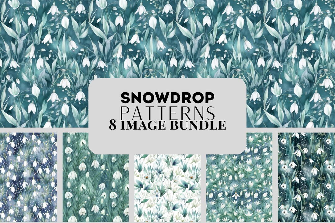 Watercolour Snowdrop Flower Pattern Bundle, Spring Flower Patterns ...