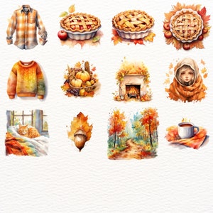 Watercolour Autumn Clipart Bundle, Cozy Autumn Clipart, Fall Clipart ...