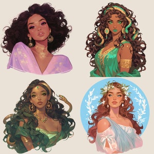 Greek Godesses Sticker Bundle , Mythology Clipart Bundle, Goddess ...