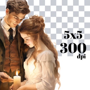 Cozy Winter Vintage Couple Clipart Bundle, Cozy Winter Png, Romantic ...