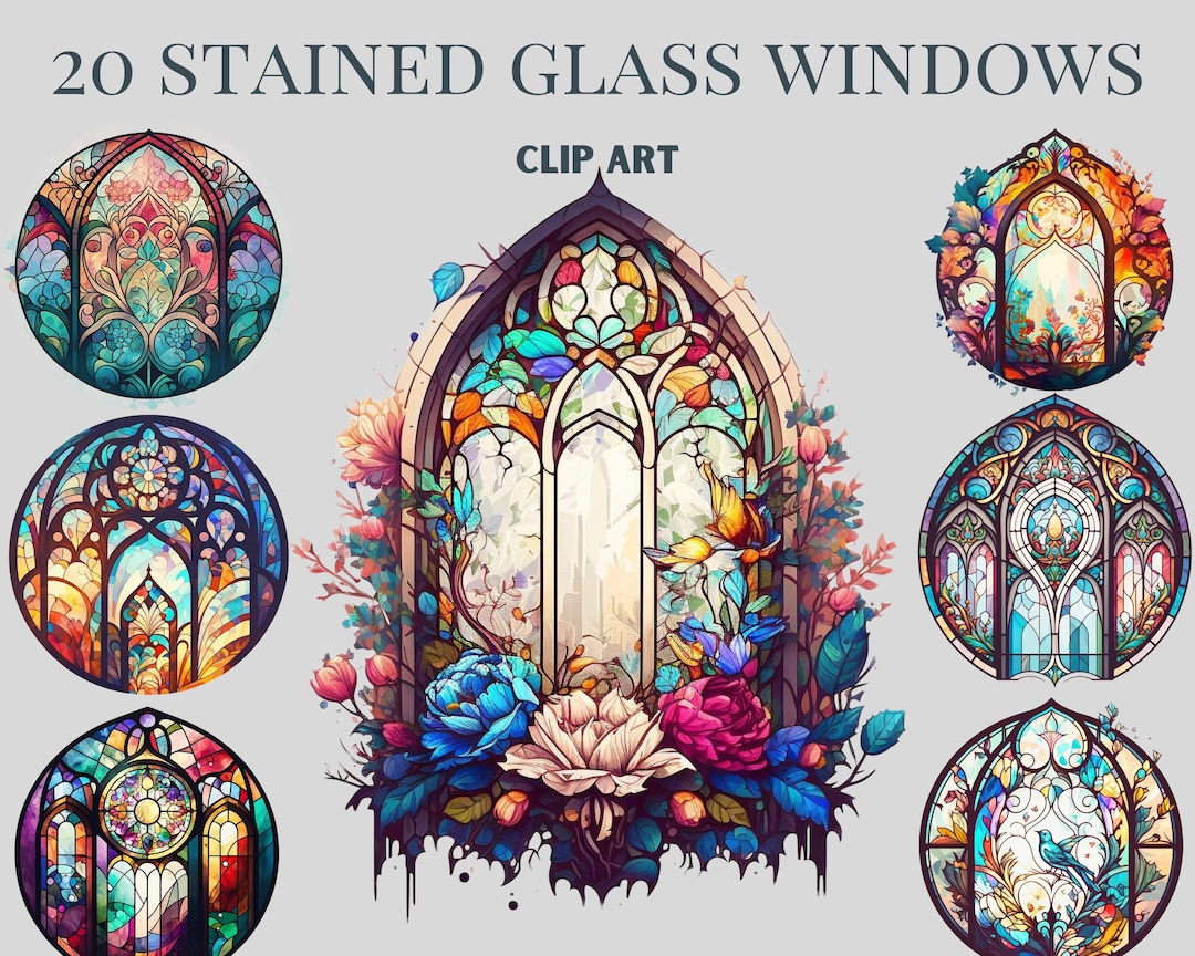 Best Stained Glass Windows Clipart Bundle , Vivid Colours, Stained ...