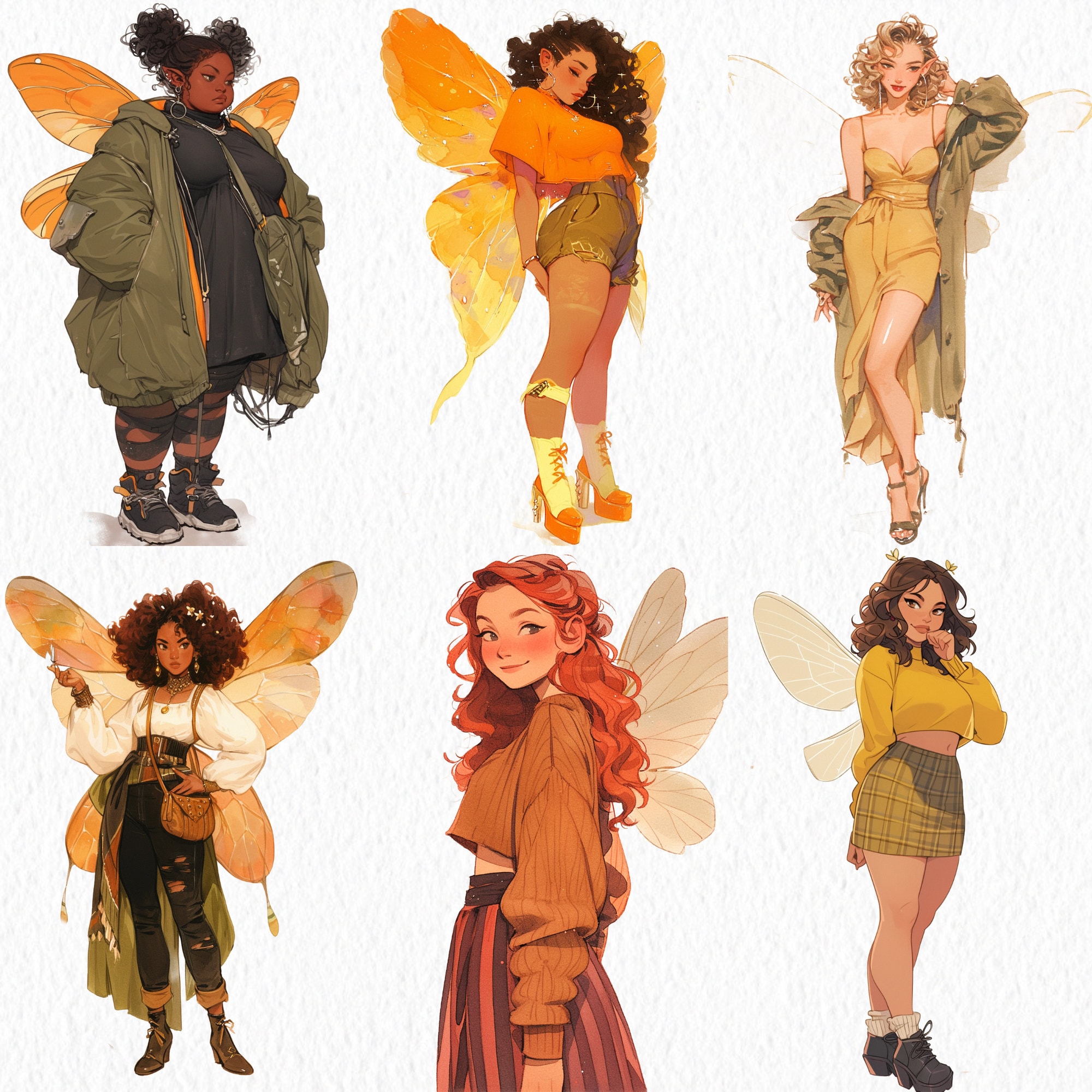 Cute Modern Fairy Sticker Bundle, Mythical Fairies Png, Fantasy and ...