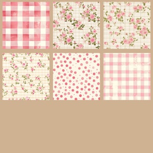Vintage Dainty Pink Rose Florals Digital Paper ,watercolour Soft ...