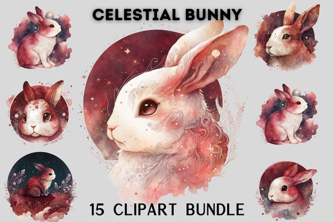 Celestial Bunny Clipart Bundle , Bunny Png, Magic Clip Art, Mystical ...