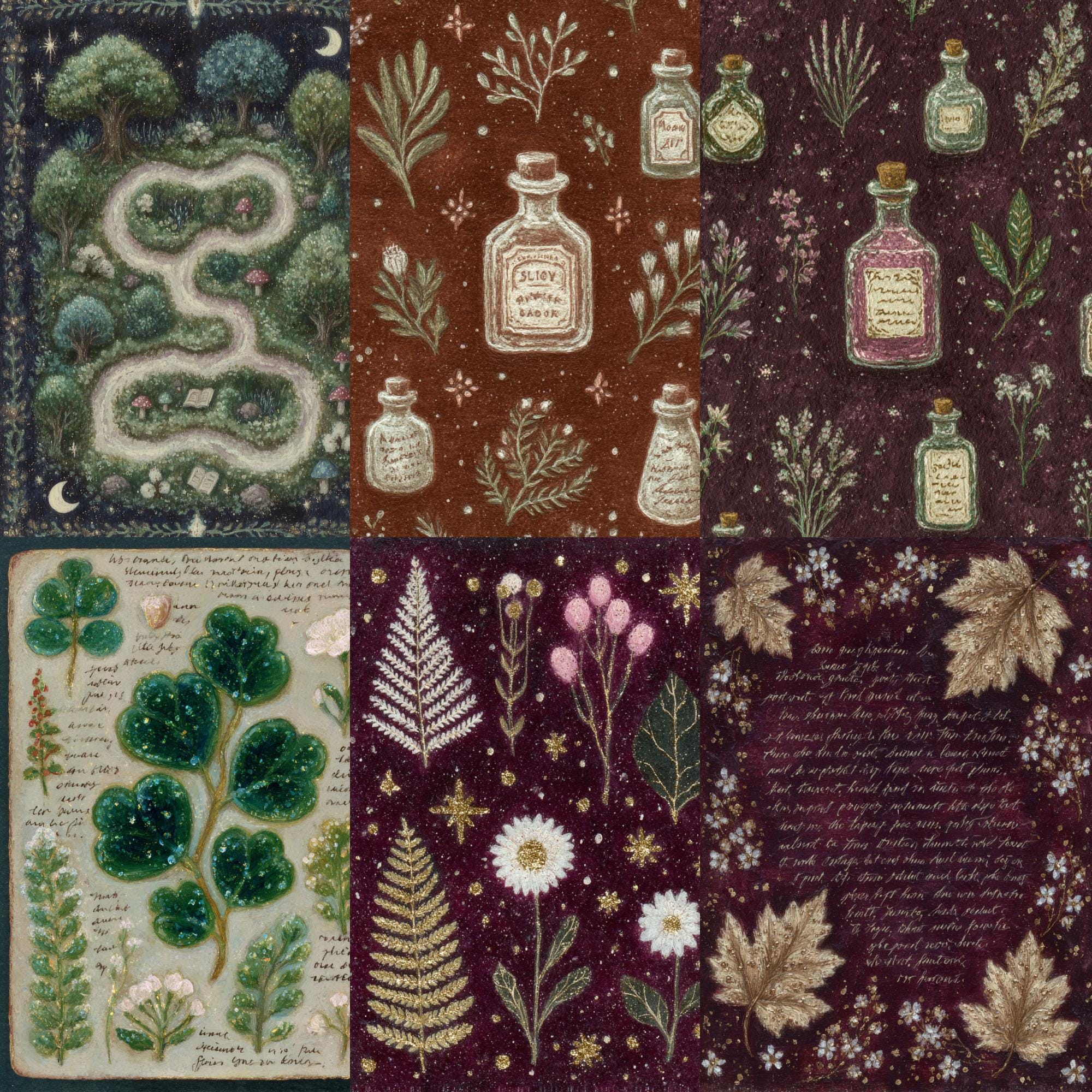 Vintage Forest Witch Spell Book Pages, Digital Printable Scrapbooking ...