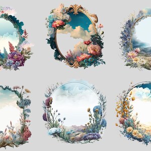 Watercolour Vintage Summer Frame Clipart Bundle, Gold and Black Stars ...