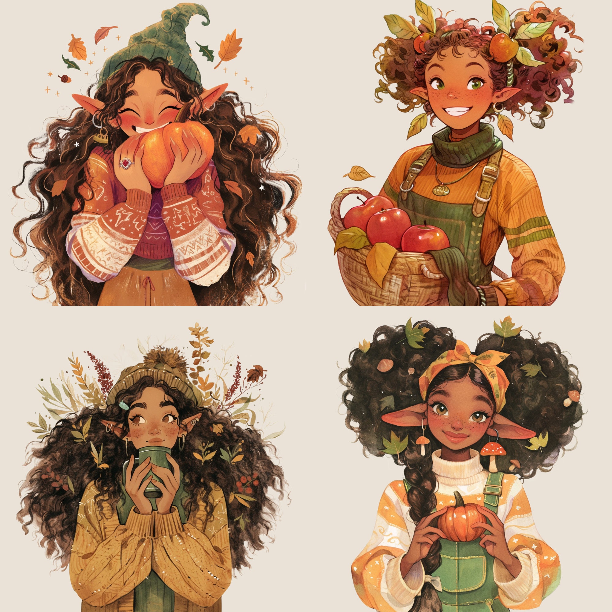 Autumn Goblincore Girl Digital Stickers, Fall Aesthetic Journaling ...