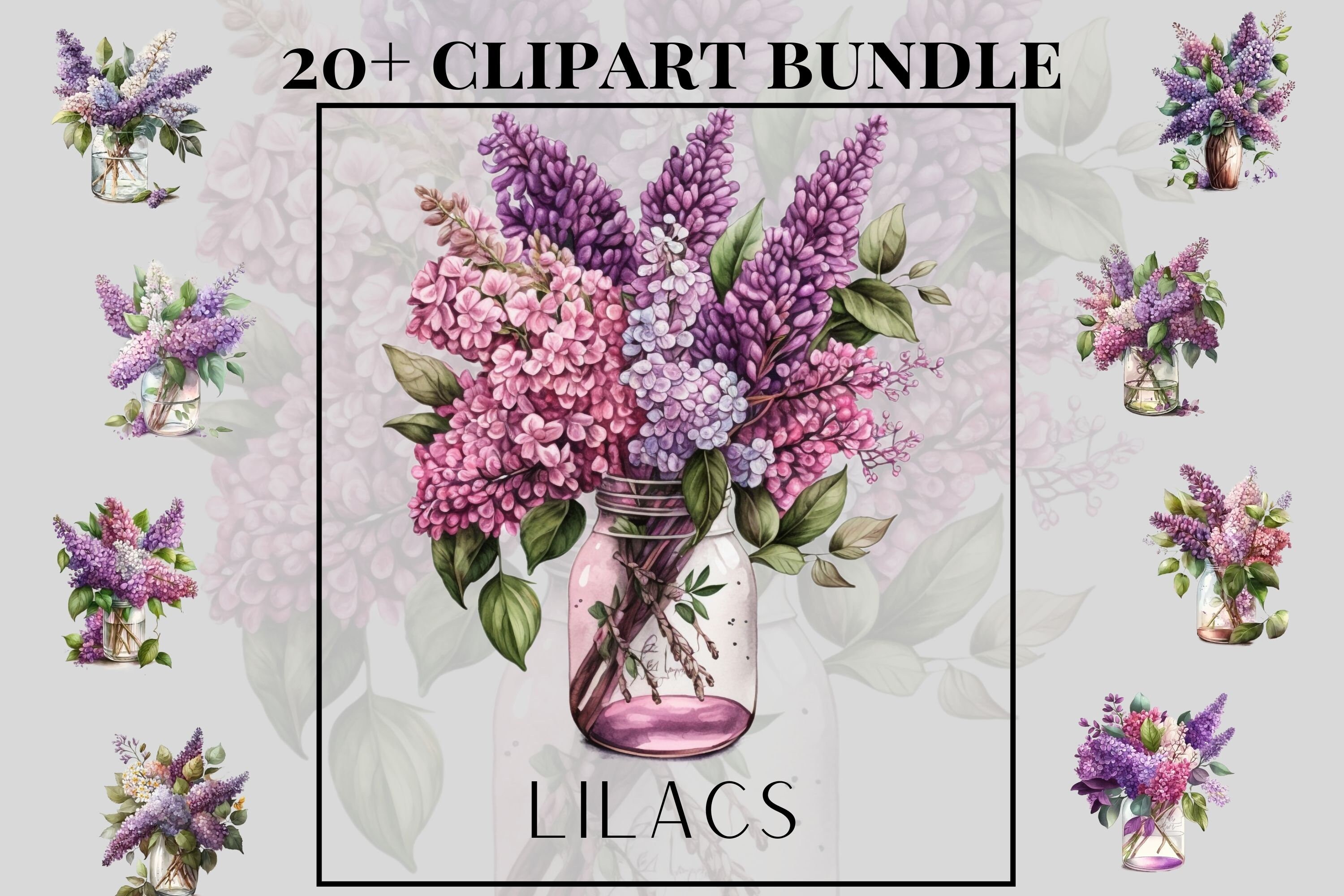 Watercolour Lilac Clipart Bundle Purple and Pink Lilacs - Etsy