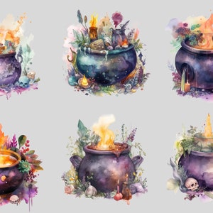 Watercolour Cauldron Clipart Bundle, Magic Clip Art, Mystical Clipart ...