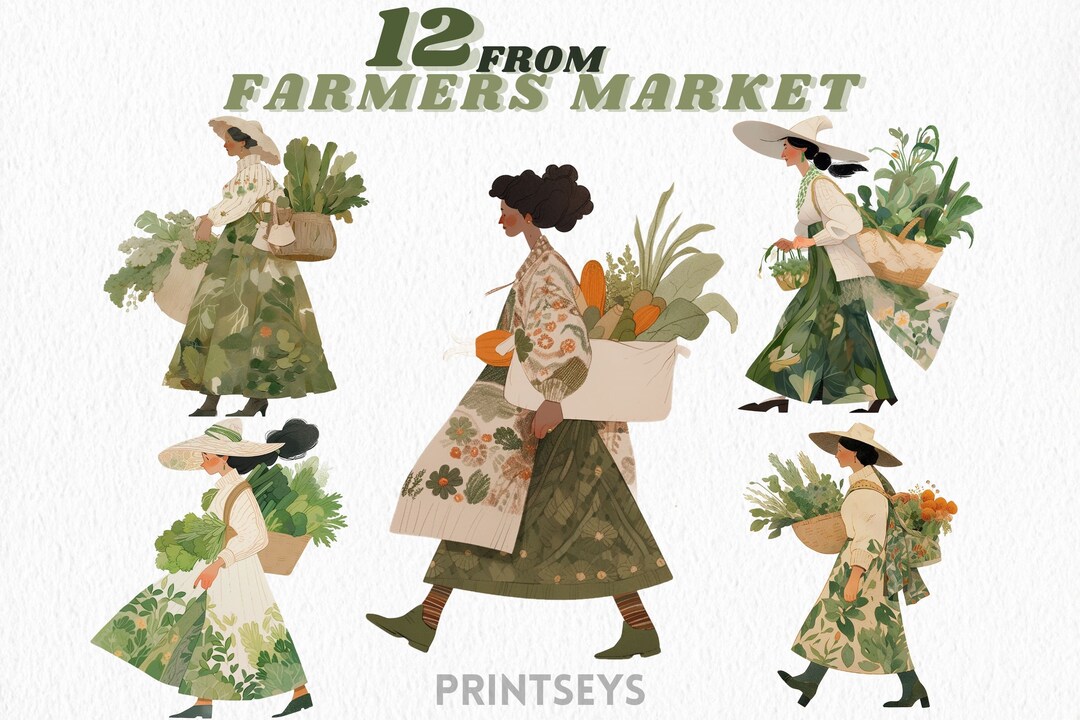 Cottagecore From Farmersmarket Clipart Bundle, Rustic Market, Farmer ...