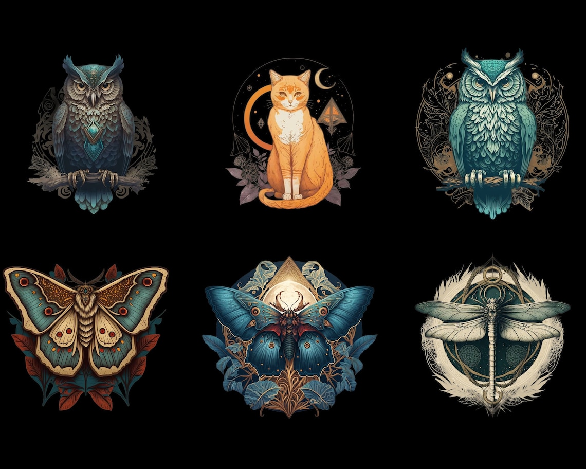 Mystical Witches Pets Clipart, Wiccan Png, Moth Png, Mystical Clipart ...