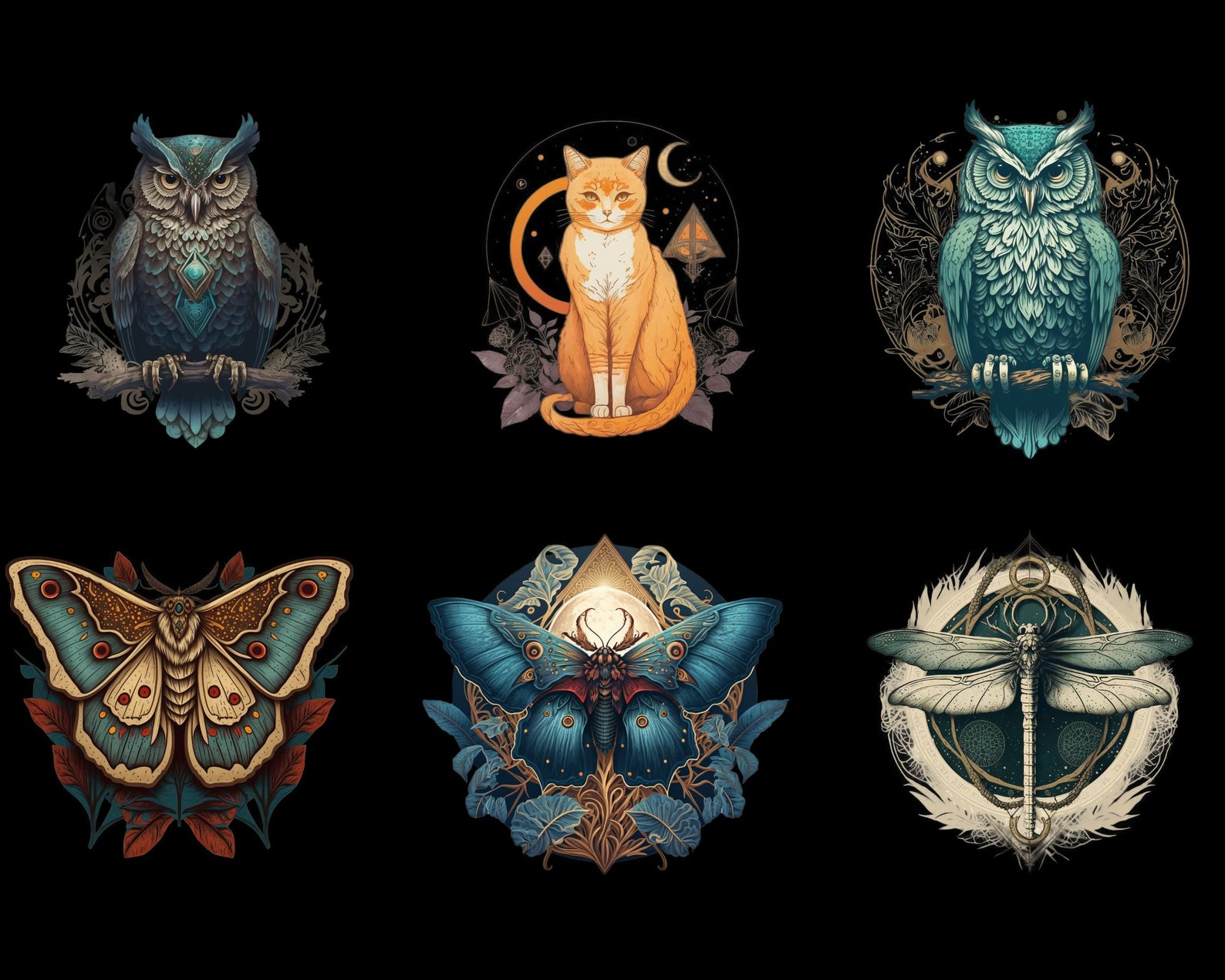 Mystical Witches Pets Clipart Wiccan Png Moth Png Mystical - Etsy