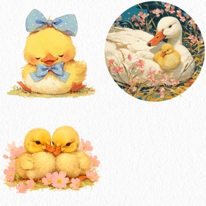 Cute Vintage Baby Duckling Digital Sticker, Cute Spring Duckling Png ...