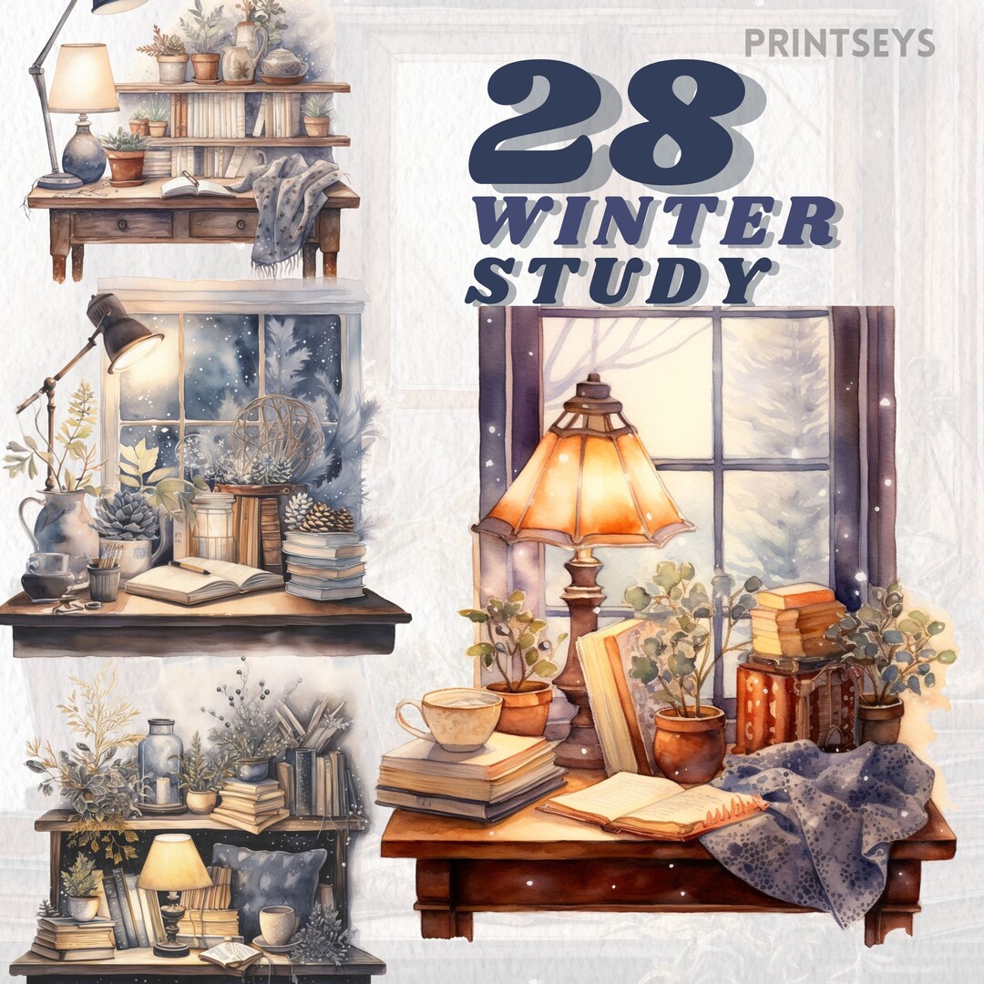 Cozy Winter Study Clipart Bundle,journaling , Vintage, Scrapbooking ...