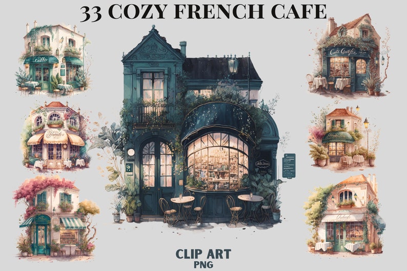 Watercolour Cozy French Cafe Clipart Bundle Cozy trend Png - Etsy