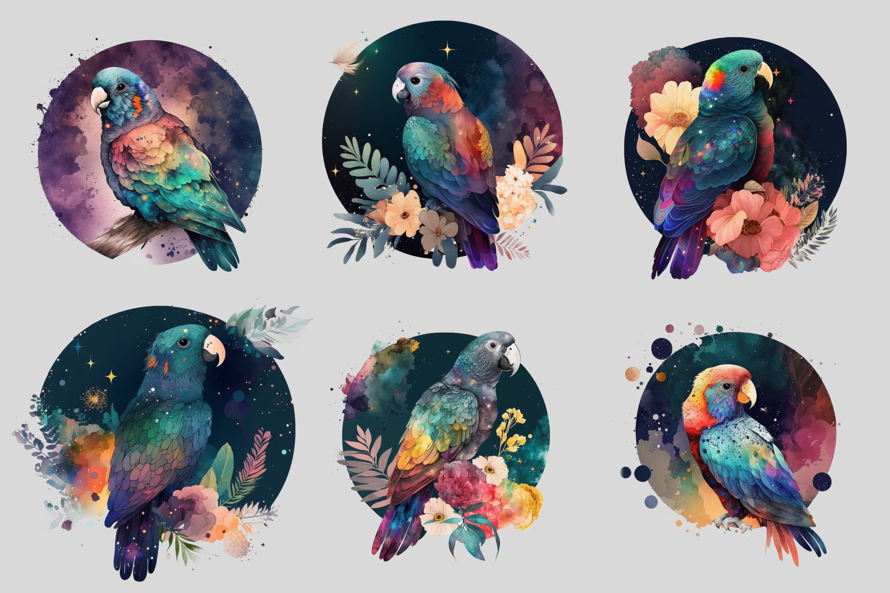 Celestial Parrot Clipart Bundle Bird Png Magic Clip Art - Etsy