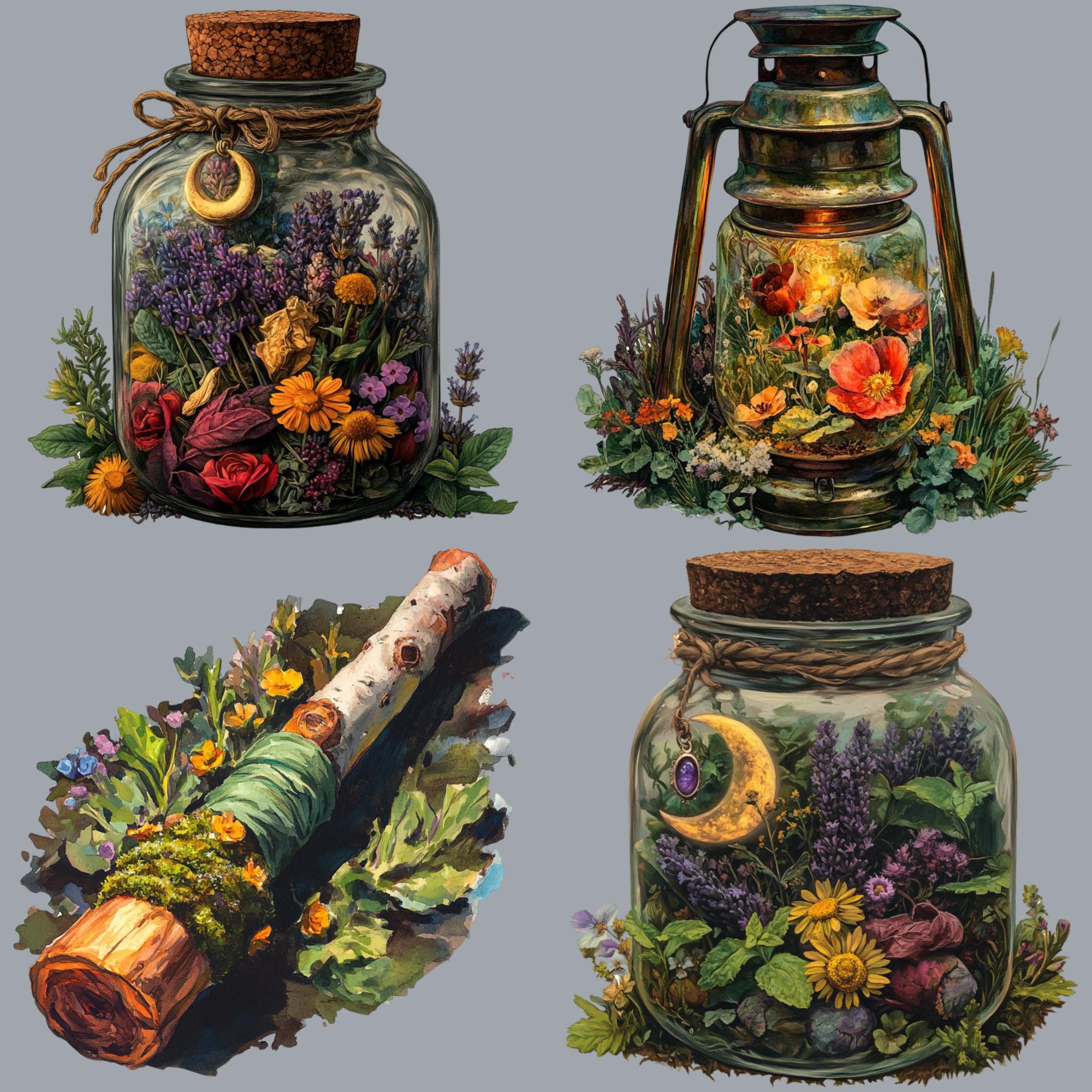 Cottage Witch Clipart Bundle Rustic Wicca Sticker Set Magical Goodnote ...