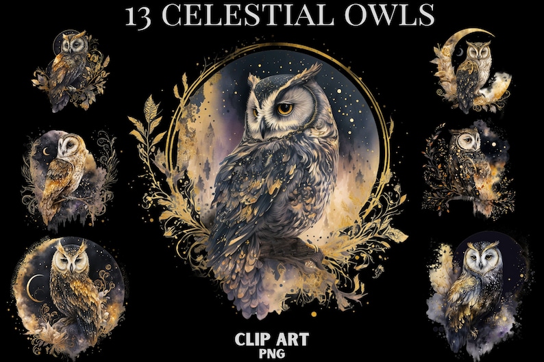 Celestial Owl Clipart, Owl Png, Magic Clip Art, Mystical Clipart ...