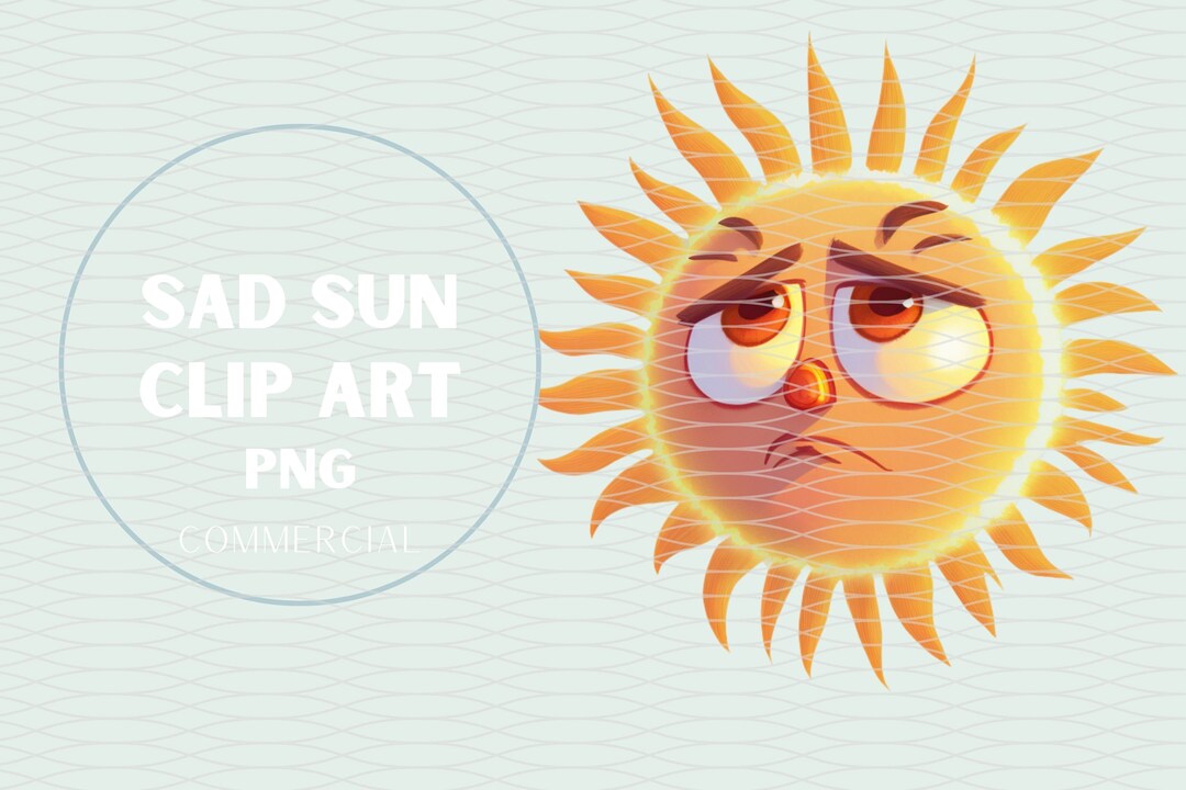 Sad Sun Png/ Clip Artstar Clip Art Angry Sun Cartoon Png. - Etsy