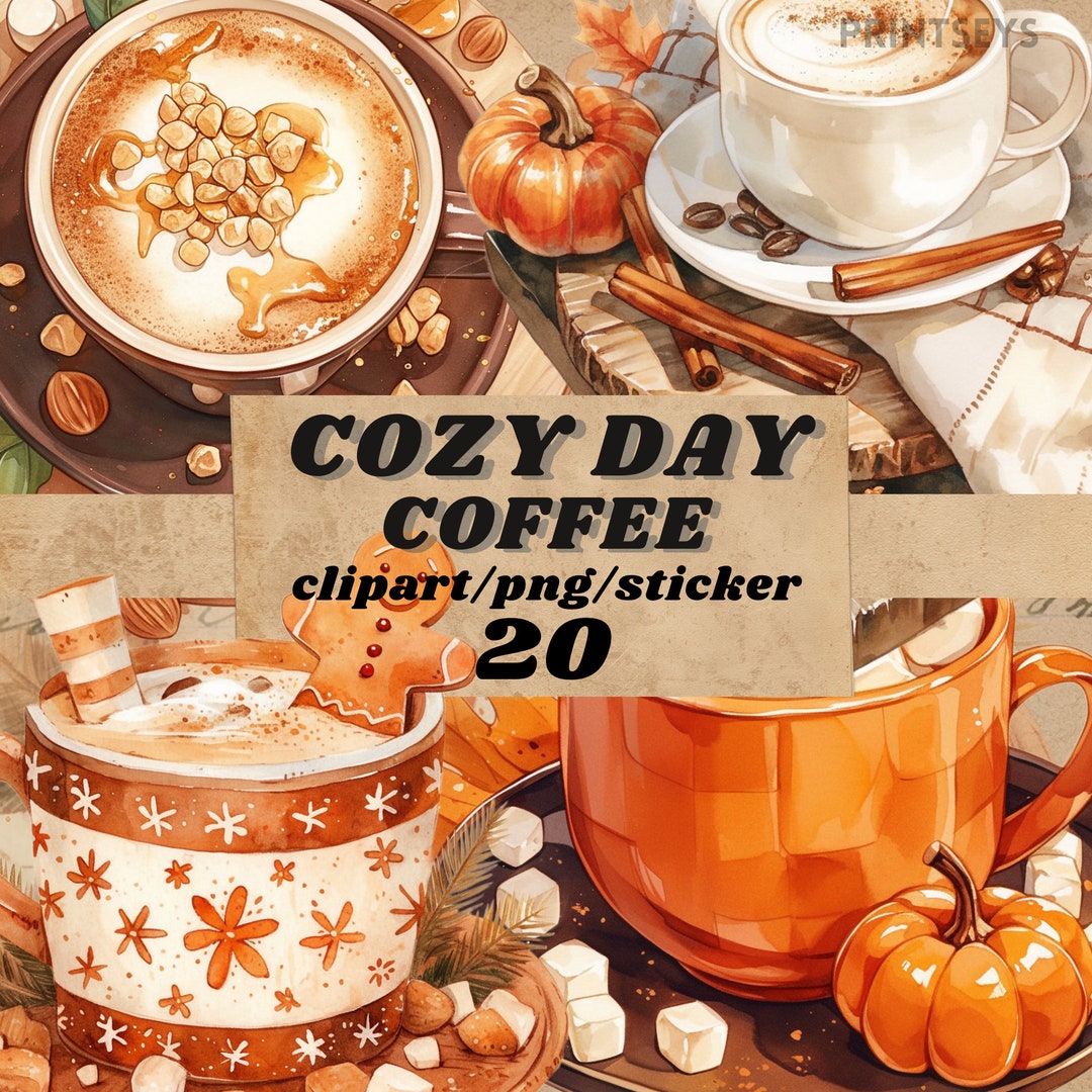 Cozy Cold Weather Coffee Clipart Bundle, Coffee Time Digital Sticker ...