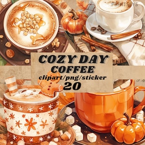 Cozy Cold Weather Coffee Clipart Bundle, Coffee Time Digital Sticker ...