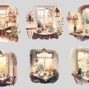 Watercolour Cottagecore Breakfast Clipart Bundle , Cottage Living, Farm ...