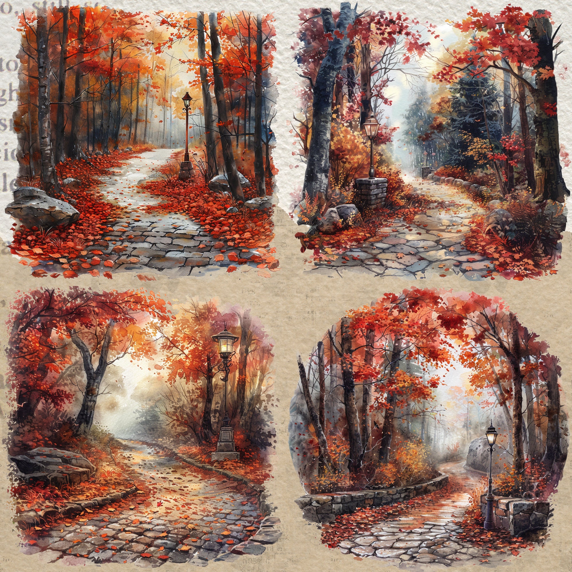 Watercolour Autumn Path Clipart Bundle, Cozy Autumn Reading Corner ...