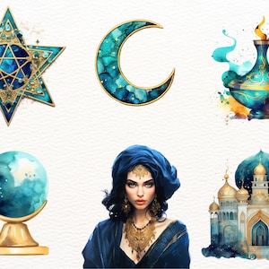 Arabian Night Witch Clipart Bundle, Witch Clip Art Png, Magic Clip Art ...