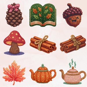 Cozy Autumn Cottage Clipart Bundle August Fall Sticker Set Goodnote ...