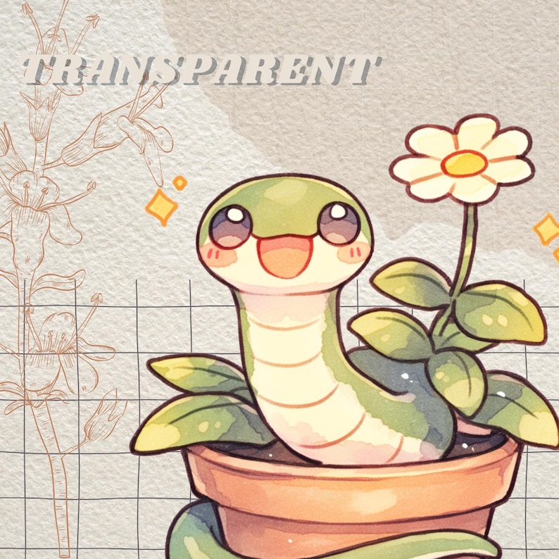 Cute Kawaii Snakes Digital Stickers, Baby Snake Png, Snake Png, Safari ...