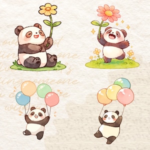 Cute Kawaii Panda Digital Stickers, Baby Panda Png, Panda Png, Wild ...