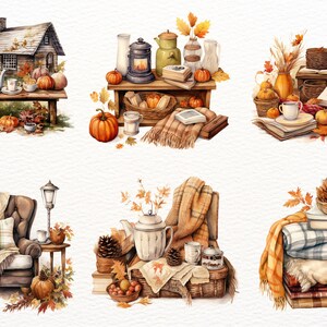 Watercolour Cozy Autumn Clipart Bundle, Fall Clipart, Autumn Decor ...