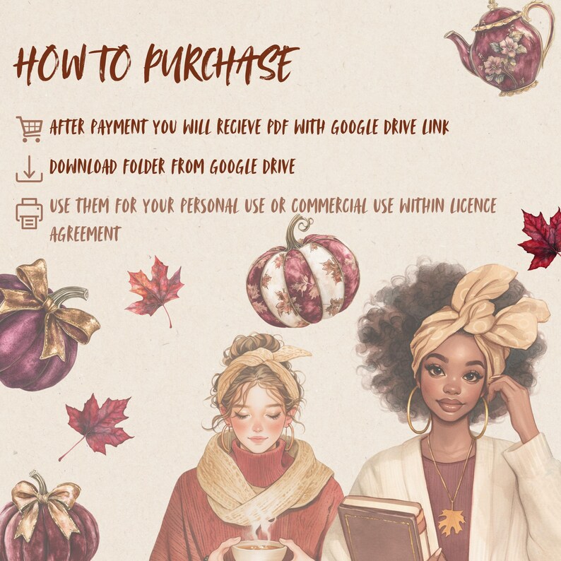 Feminine Autumn Academia Clipart Bundle, Fall Journal Stickers , Books ...