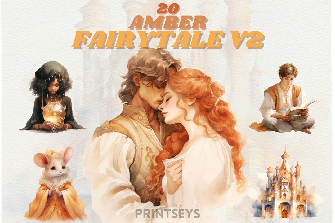 Watercolour Amber Fairytale Clipart Bundle, Victorian, Rococo ...