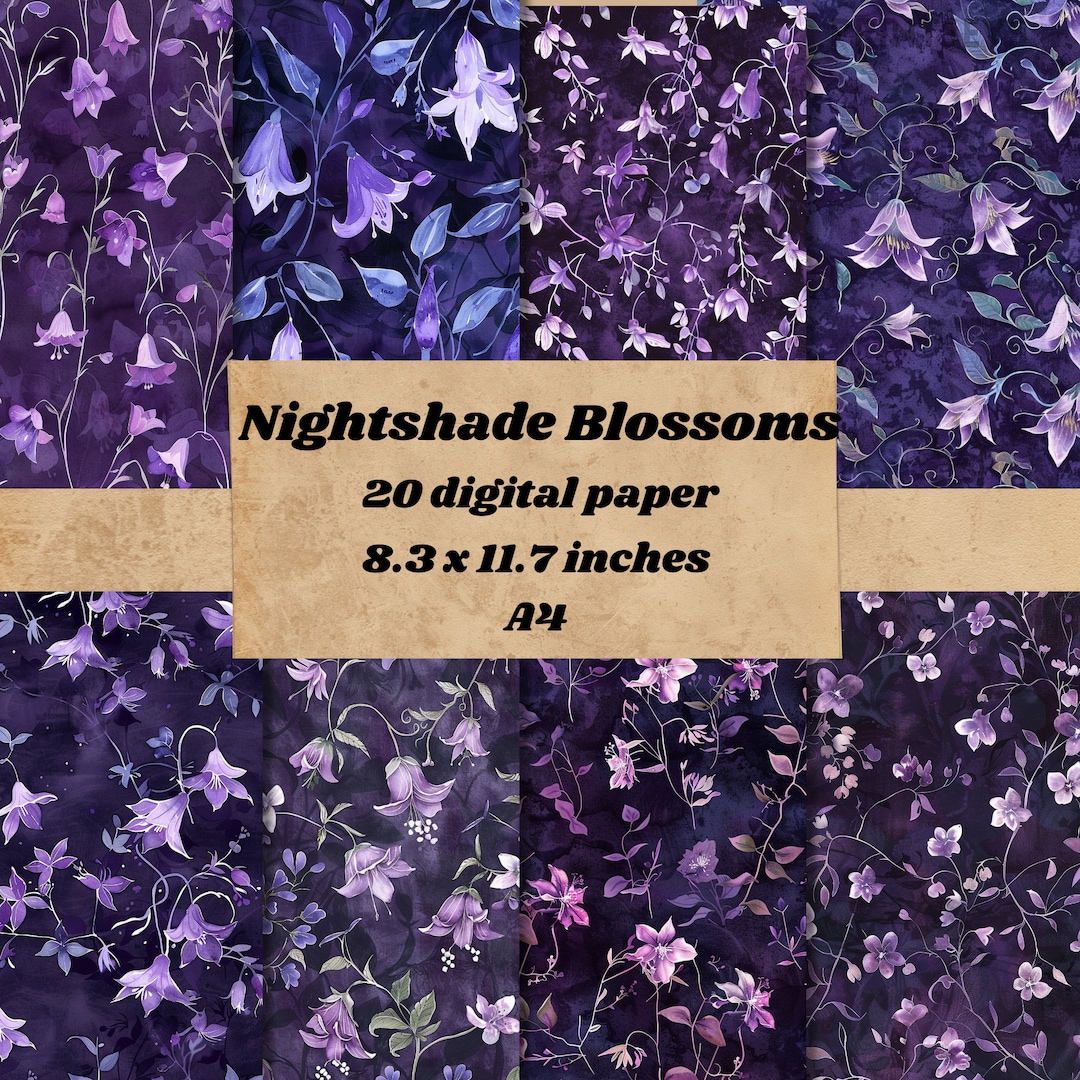 Nightshade Blossoms Digital Paper Background, Nature Background ...