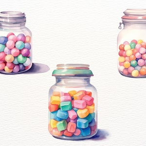 Watercolour Candy Jars Clipart Bundle, Sweets Clipart, Snacks Clipart ...