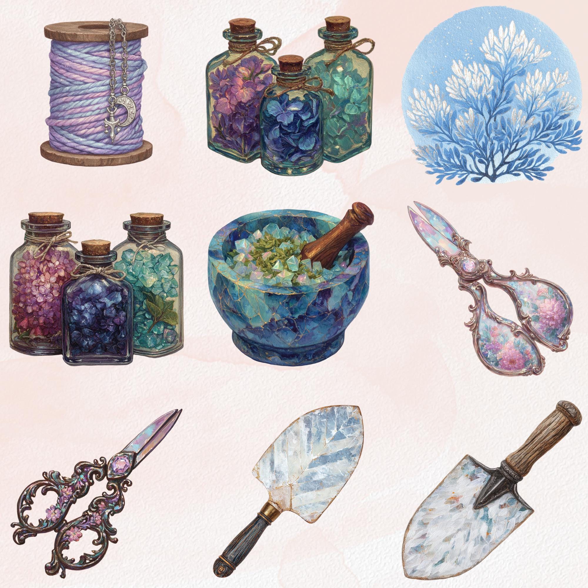Fantasy Fairy Garden Clipart Bundle Vintage Sticker Set Goodnote ...