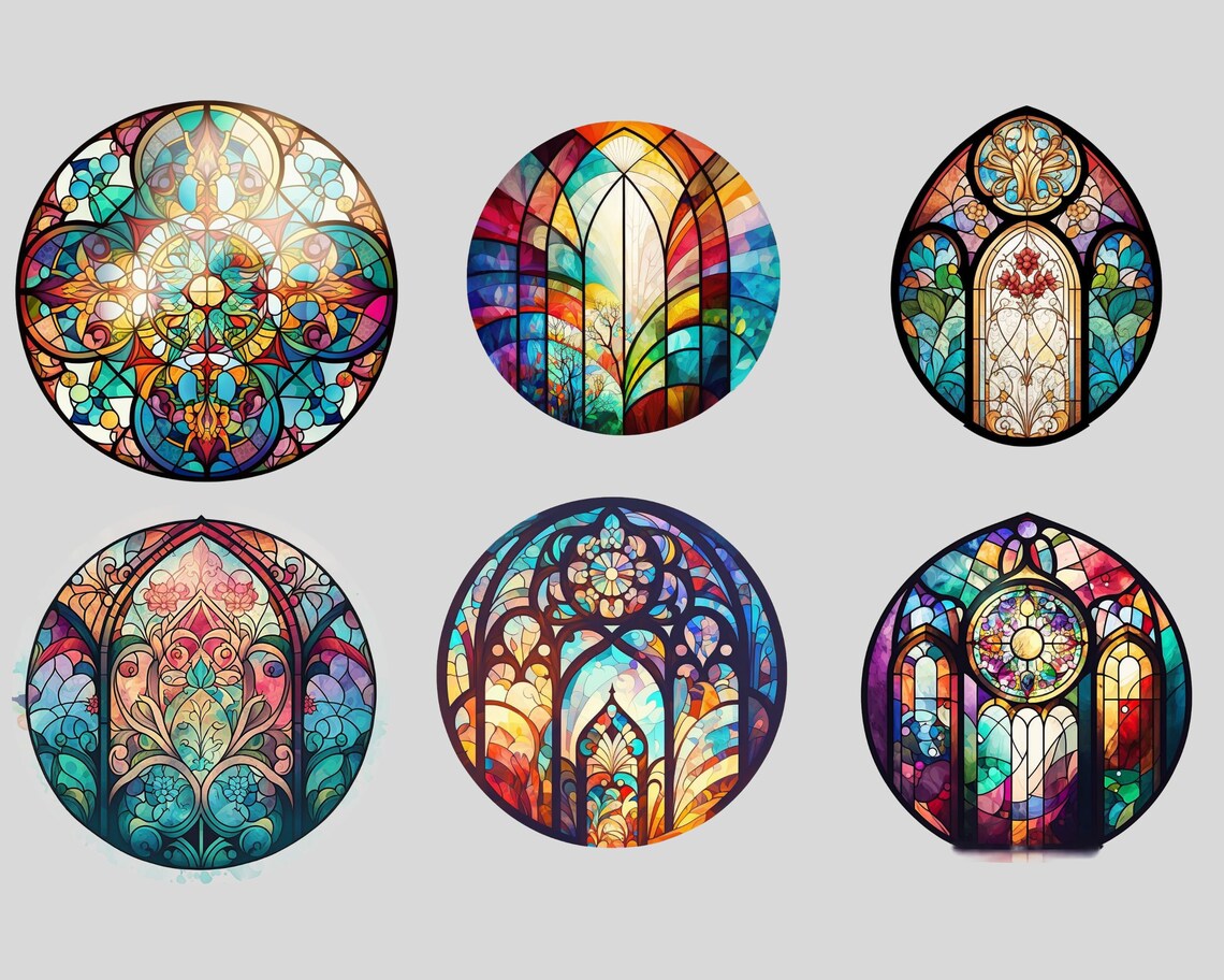 Best Stained Glass Windows Clipart Bundle Vivid Colours - Etsy