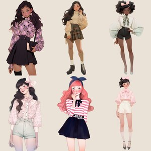 Girly Preppy Digital Sticker Bundle, Fashion Clipart, Barbiecore Png ...