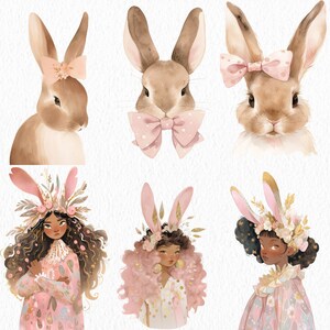 Easter Bunny Girl Digital Stickers, Spring Clipart, Easter Clipart ...