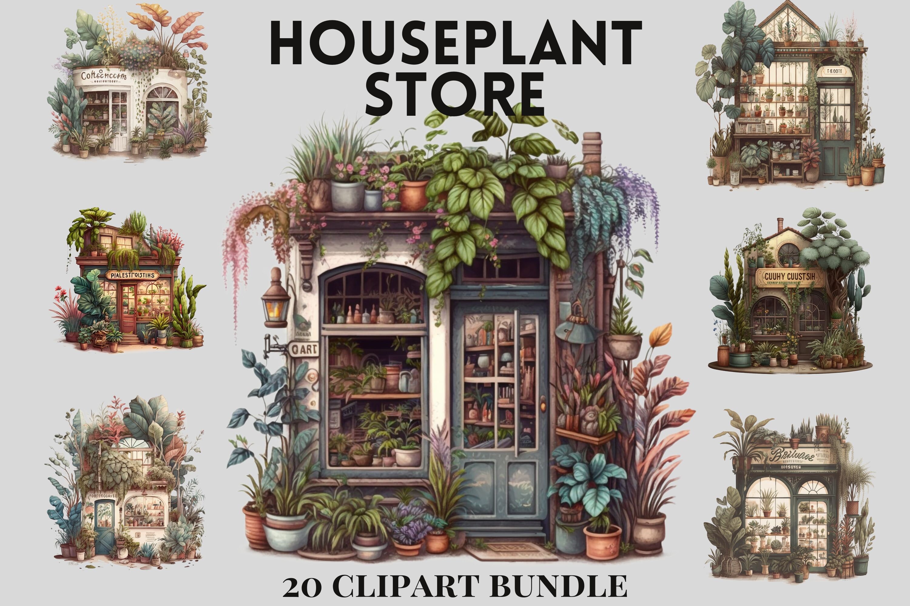 House Plant Shop Clipart Bundle Magic Store Watercolour - Etsy