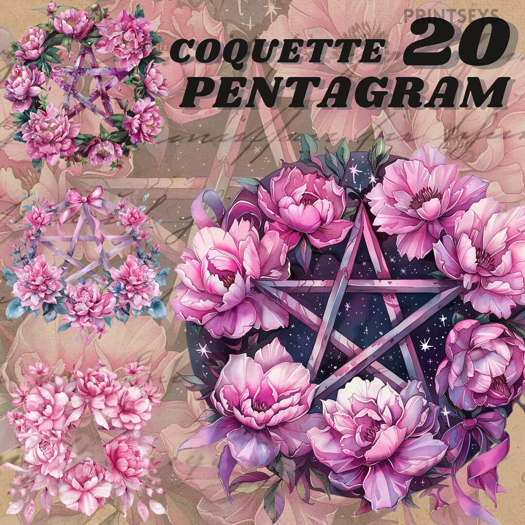 Watercolour Girly Pentagram Clipart Bundle, Wiccan Png, Magic Clip Art ...