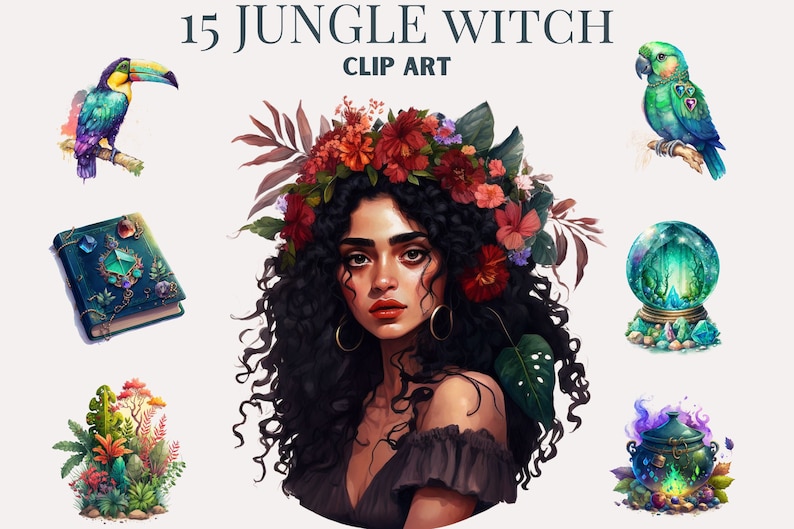 Jungle Witch Clipart Witch Clip Art Png Magic Clip Art - Etsy