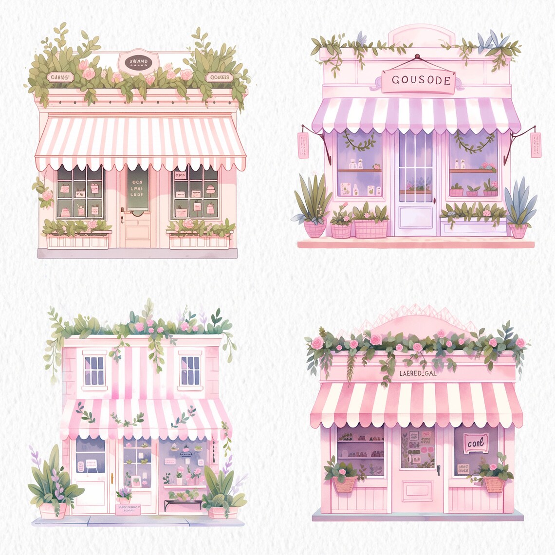 Cute Pink Flower Shop Digital Sticker, Vintage Shop, Vintage ...