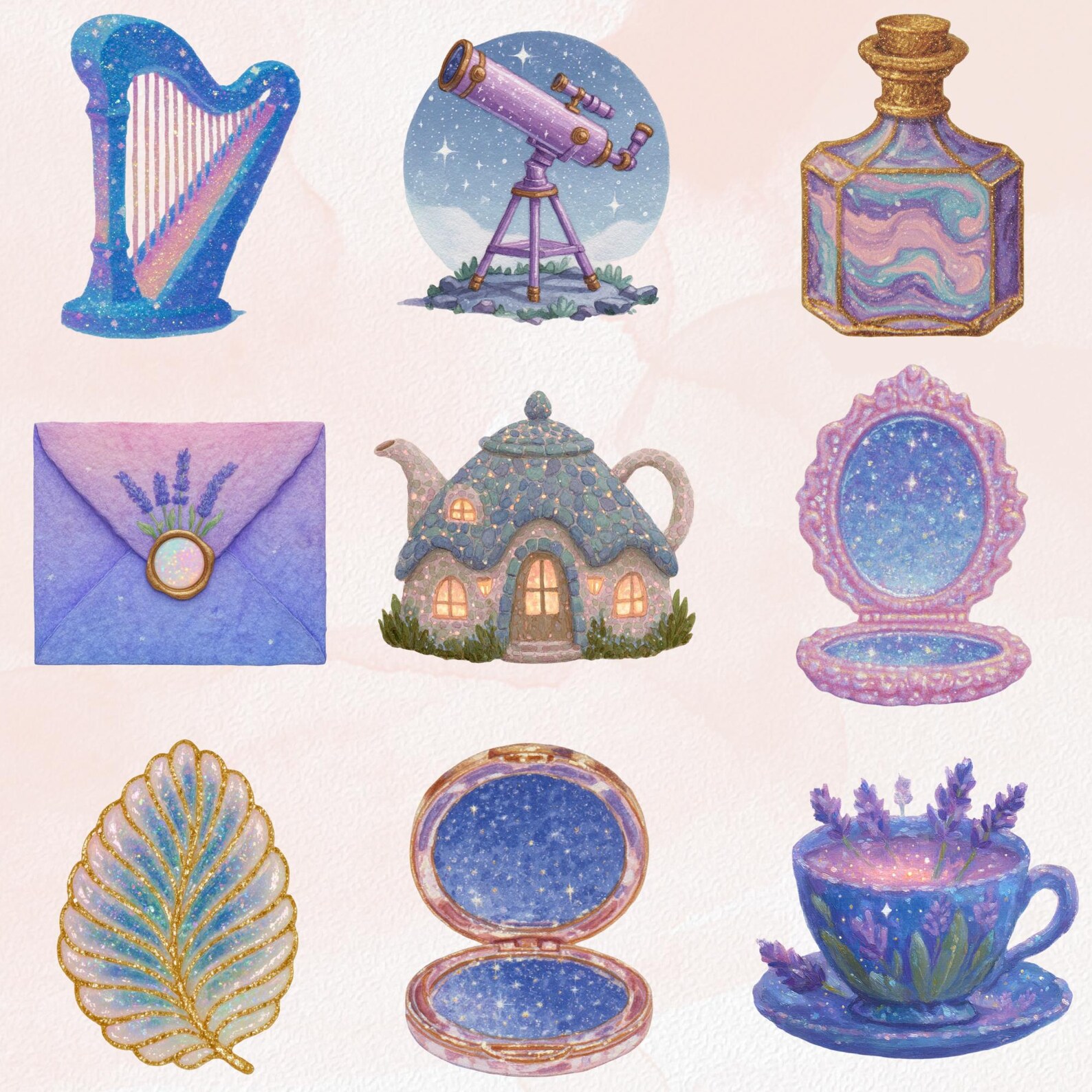 Moonstone Fairytale Fantasy Clipart Bundle Vintage Sticker Set Goodnote ...
