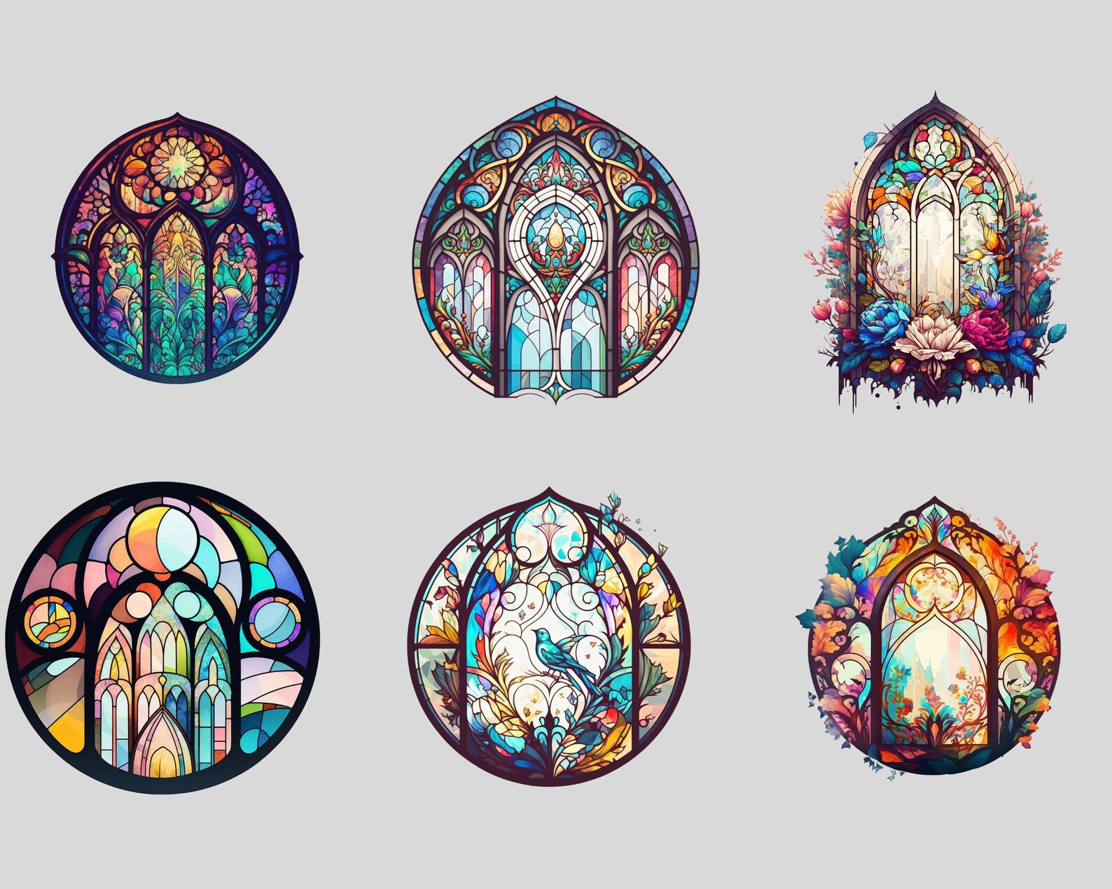 Best Stained Glass Windows Clipart Bundle Vivid Colours - Etsy