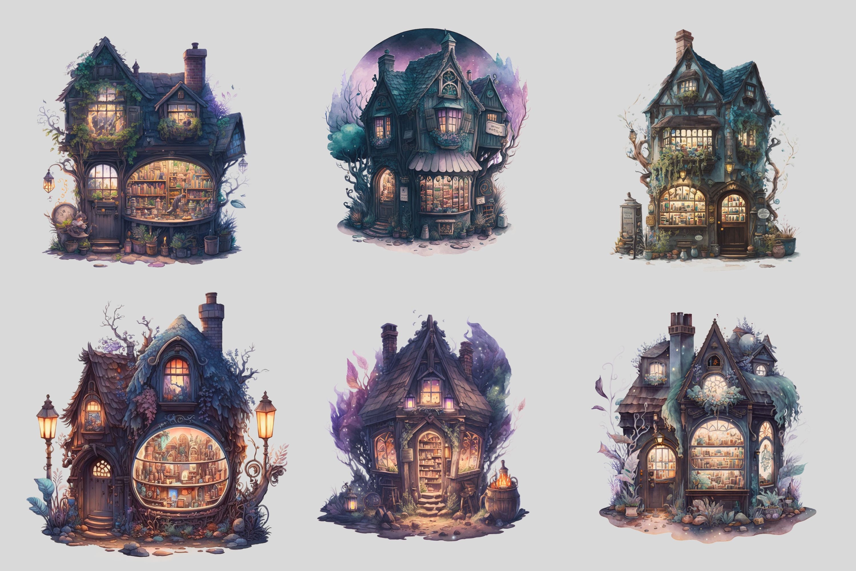 Magic Shop Clipart Bundle, Magic Store , Watercolour Shop Illustration ...
